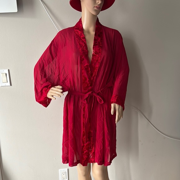 Intimates & Sleepwear | Cacique Sleep Wear Size L Elegant Red Sheer ...